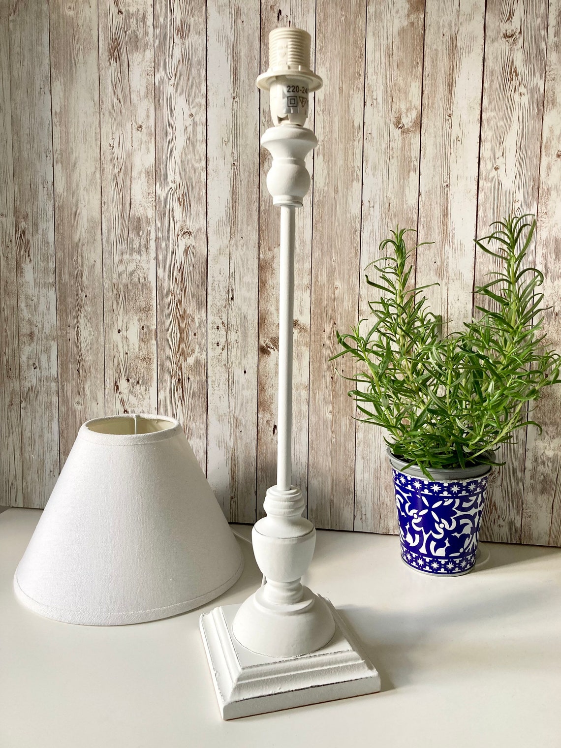 White Lamp and Shade / White Table Lamp for Bedroom Living - Etsy UK