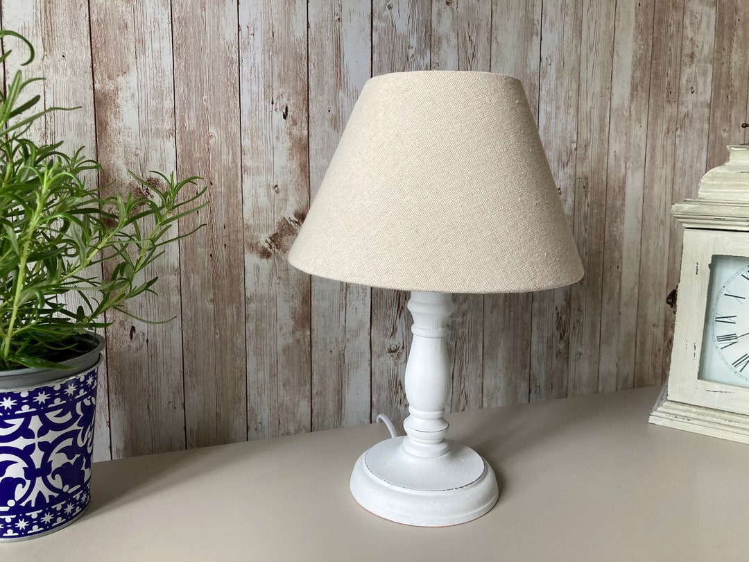 White Lamp With Shade / White Table Lamp / White Wood Lamp / Accent ...