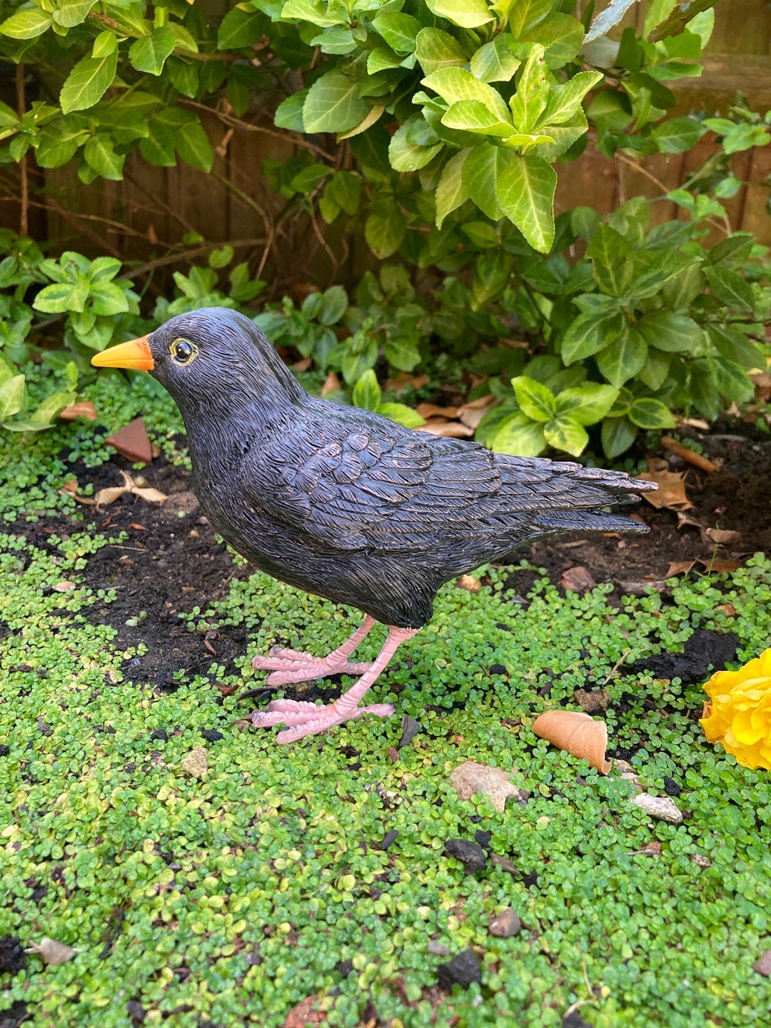 Black Bird Sculpture Garden Bird Statue Ornament British Bird Wildlife ...