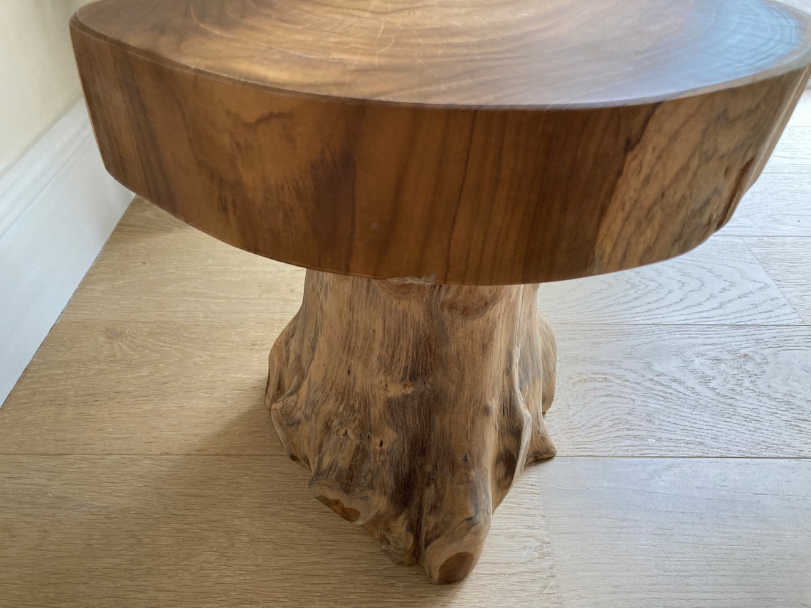 Small Teak Stool Table / Wood Side Table /teak Side Table / Lamp Table ...