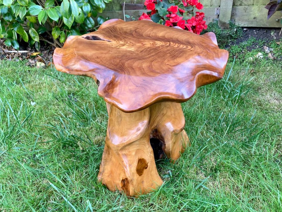 Mushroom Table / Wood Side Table /teak Side Table / Lamp Table / Small ...