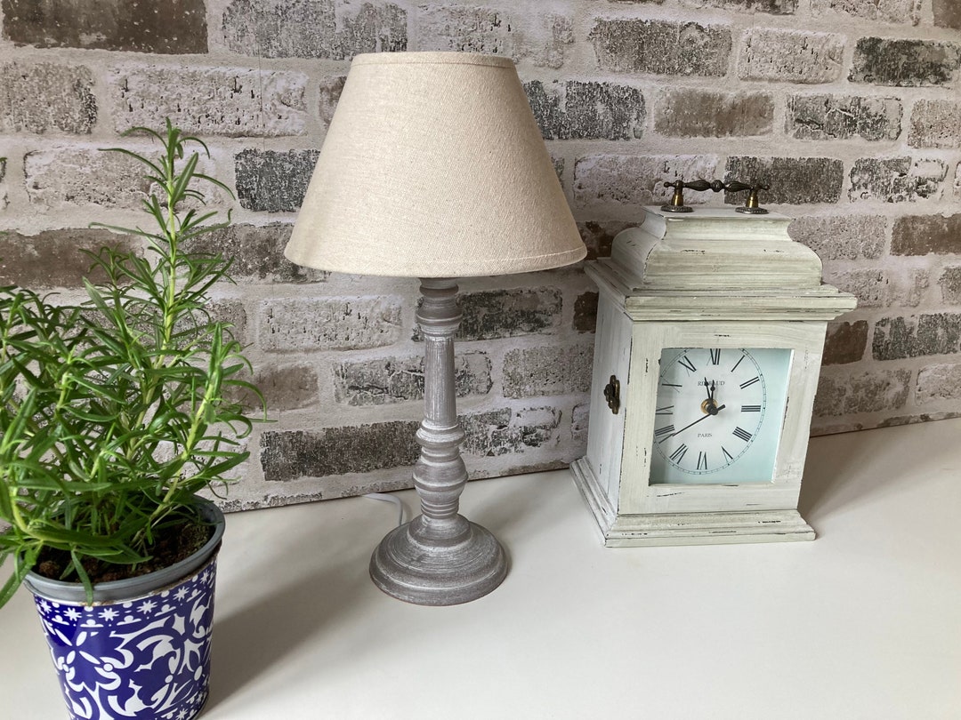 Grey Table Lamp / Wooden Table Lamp / Slim Table Lamp / Gray Lamp ...