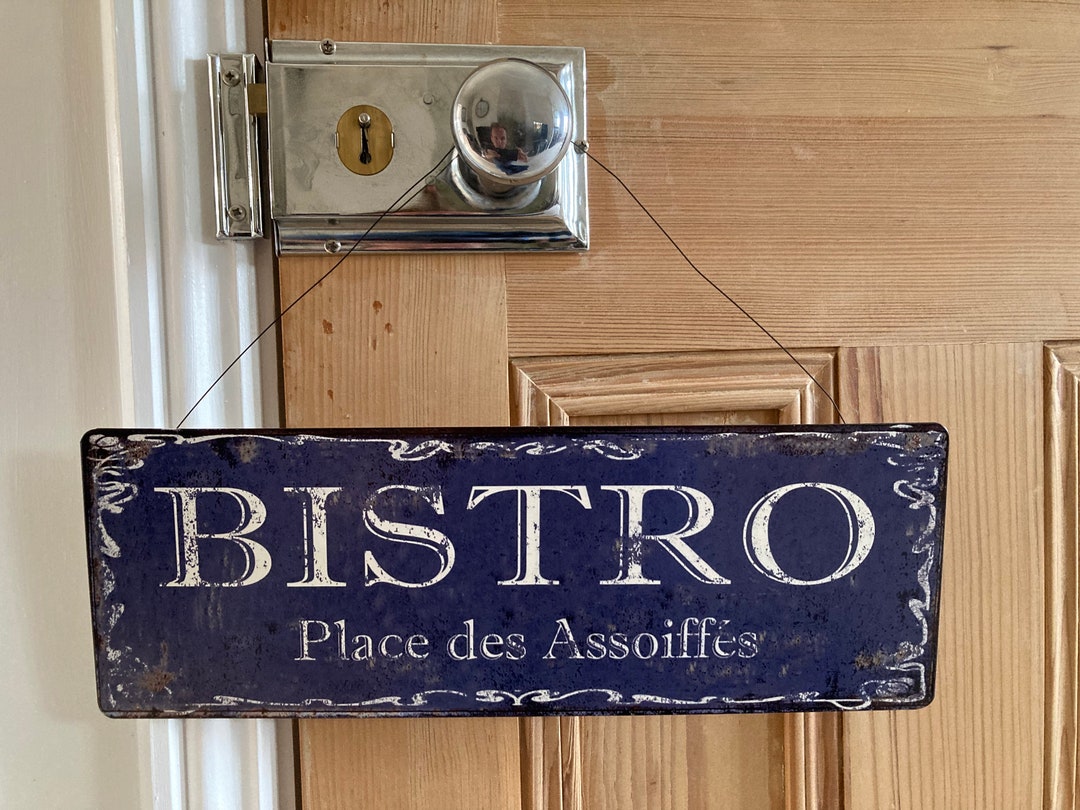 French Blue Bistro Sign - French Restaurant Metal Plaque - French ...