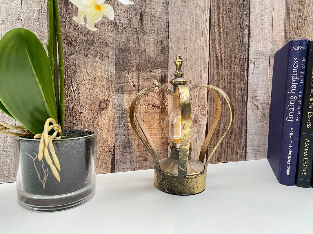 Crown Lamp / Gold Crown / Crown Light / Battery Lamp / Gold Table Lamp ...