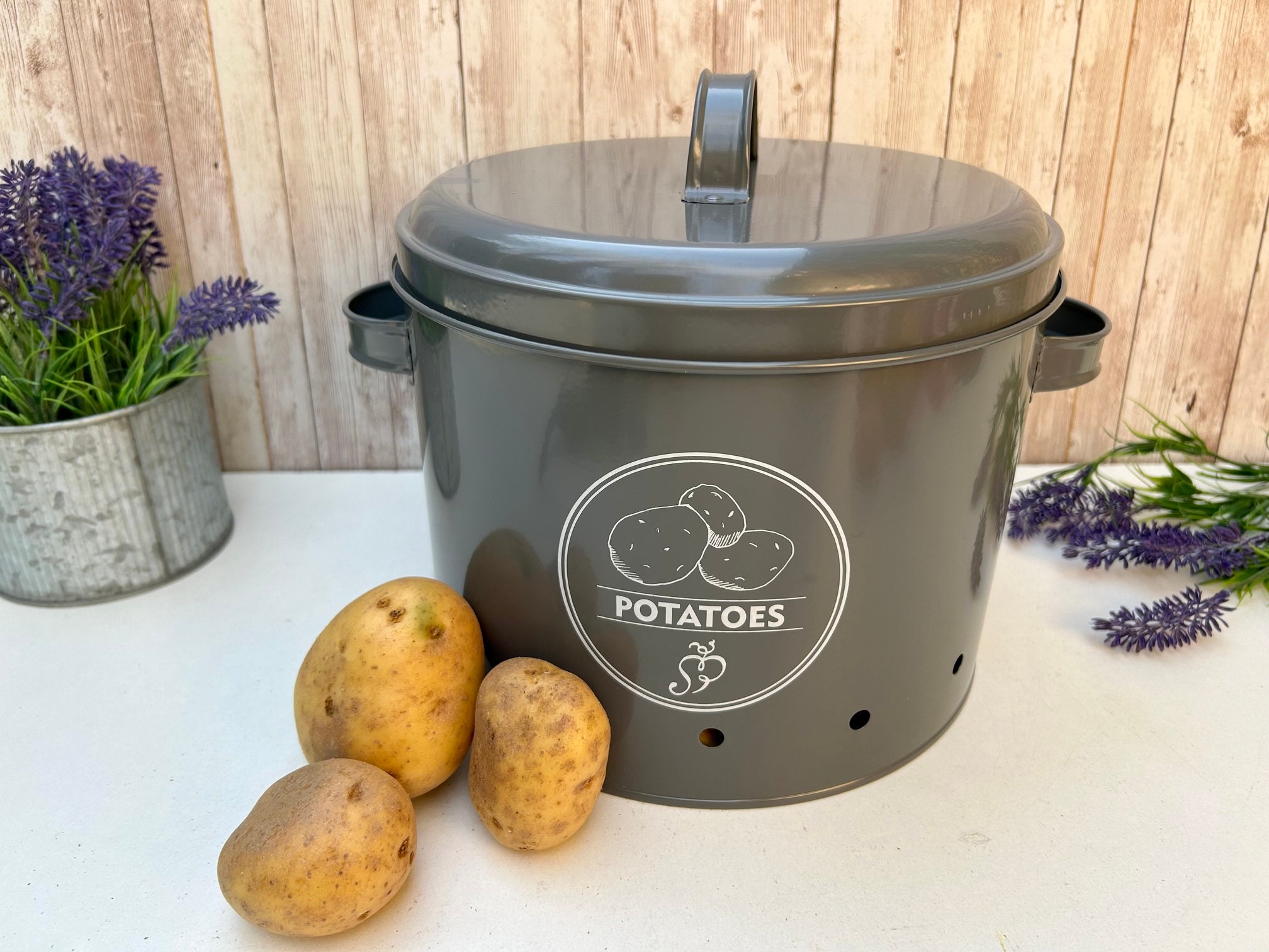 Potato Storage Container / Potato Bin / Potato Holder / Grey Kitchen ...