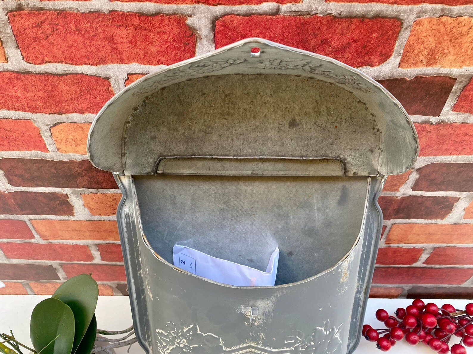 French Style Post Box - Shabby Chic Mail Box - Zinc Grey Galvanised ...