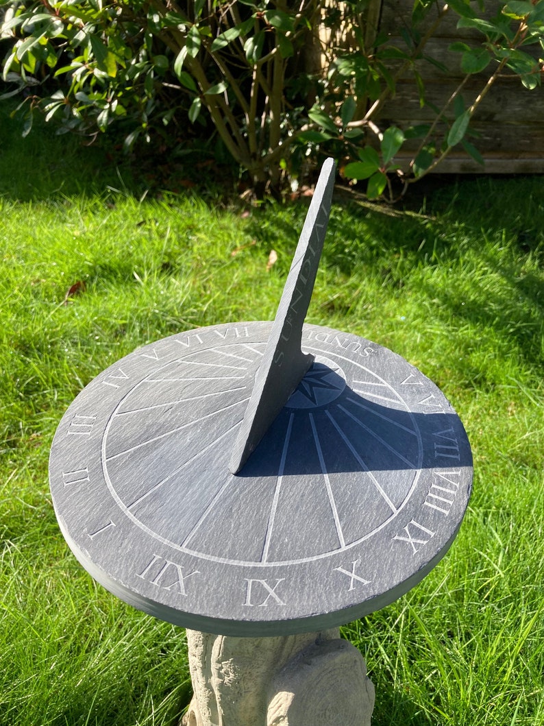 Sundial for Garden / Sun Dial Clock / Slate Clock / Round Grey Garden ...