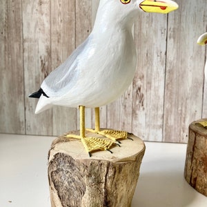 Seagull Figurine Statue / Wooden Seagull / Seagull Ornament / Coastal ...
