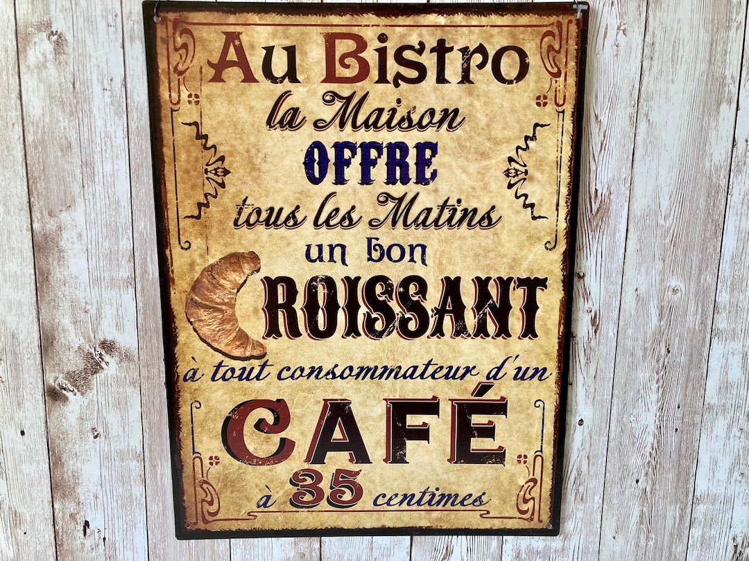 French Cafe Sign / French Bistro Wall Plaque / Metal Sign Plaque ...