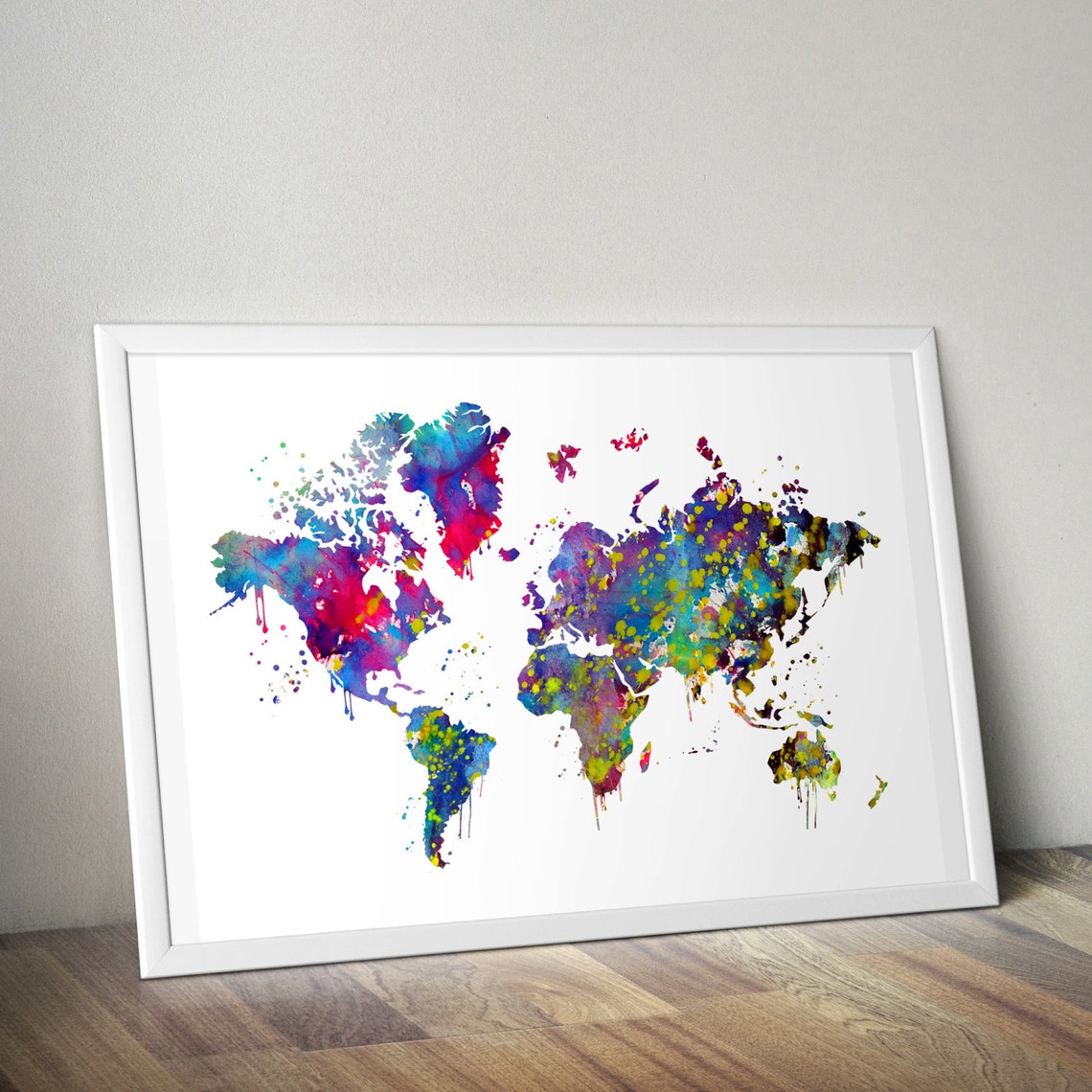 World Map Art Print Map of the World Painting Poster - Etsy