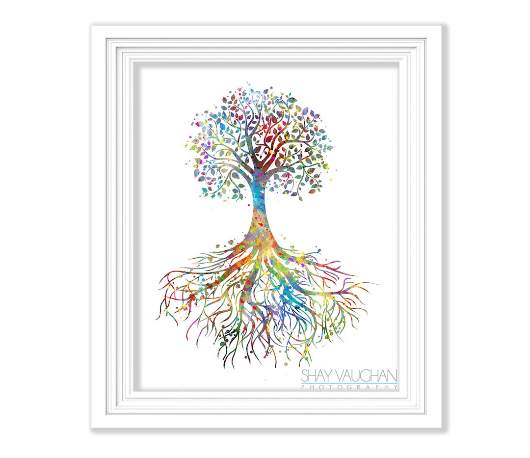 Tree Roots Art Print Watercolor Art Tree Painting Illustration Family ...