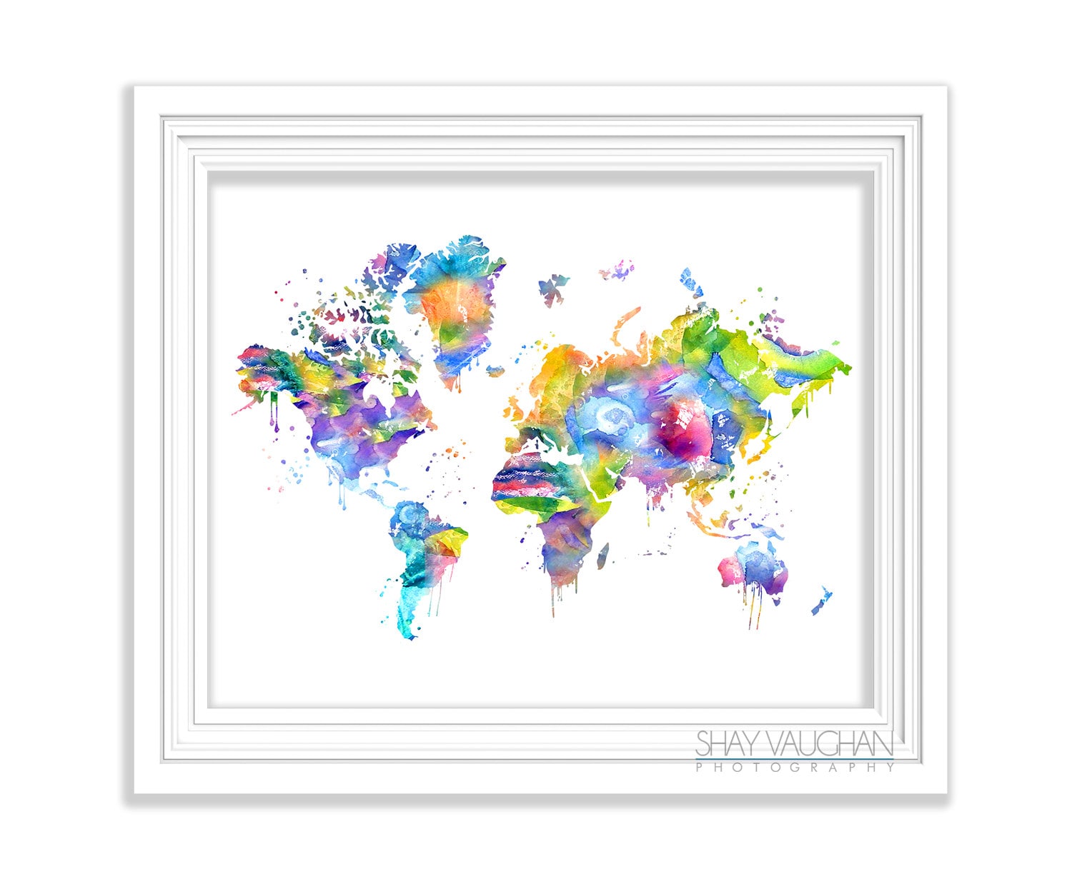 Map of the World Art Print World Map Painting Poster Watercolor World ...