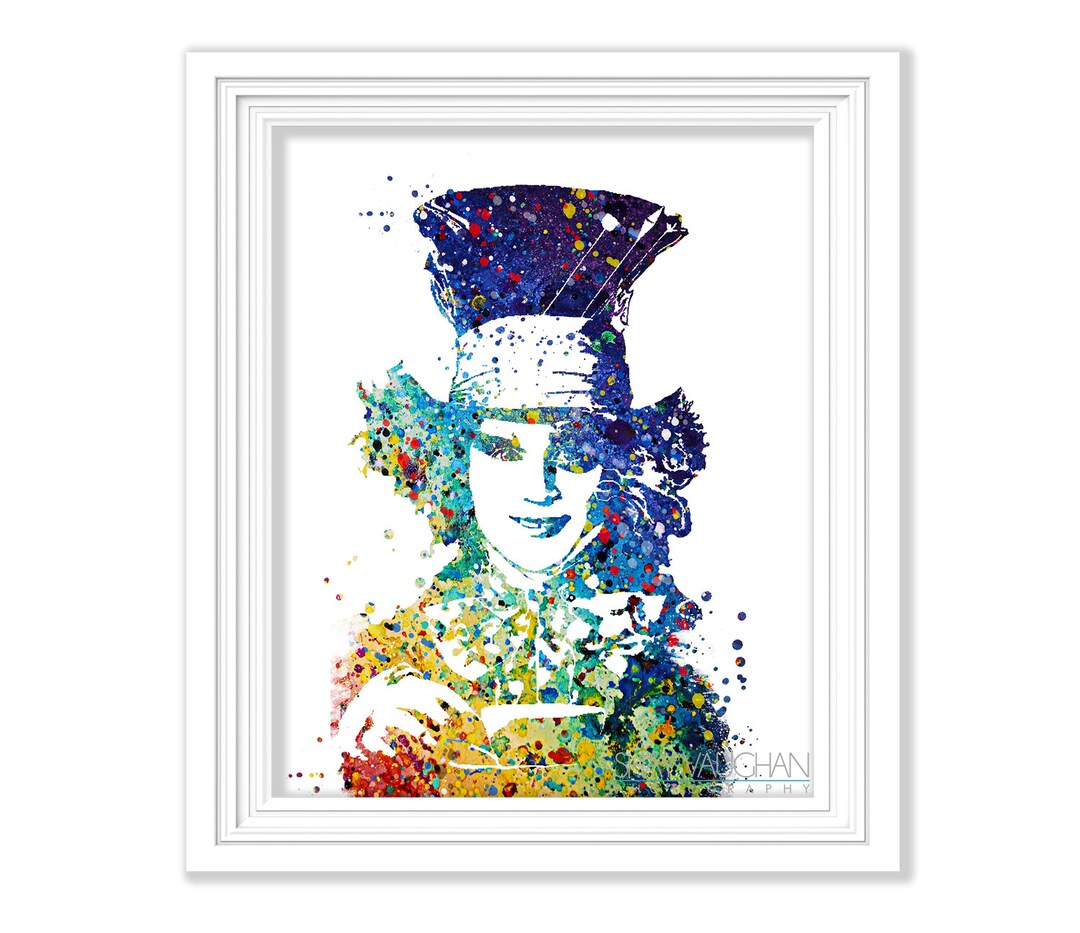 The Mad Hatter Art Print Alice in Wonderland Watercolor Painting Johnny ...