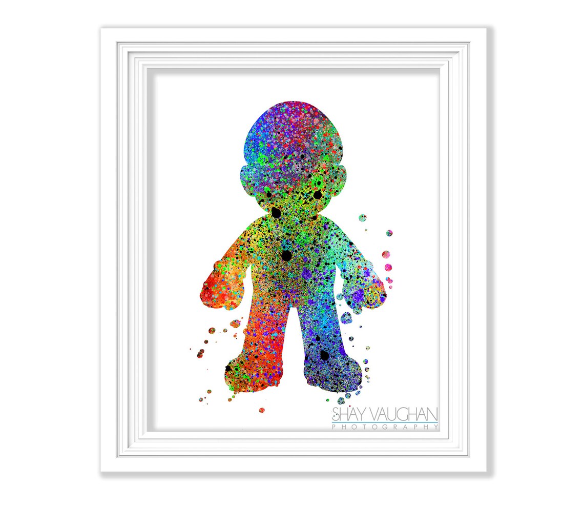 Mario Watercolor Art Print Super Mario Bros. Art Poster Wall - Etsy