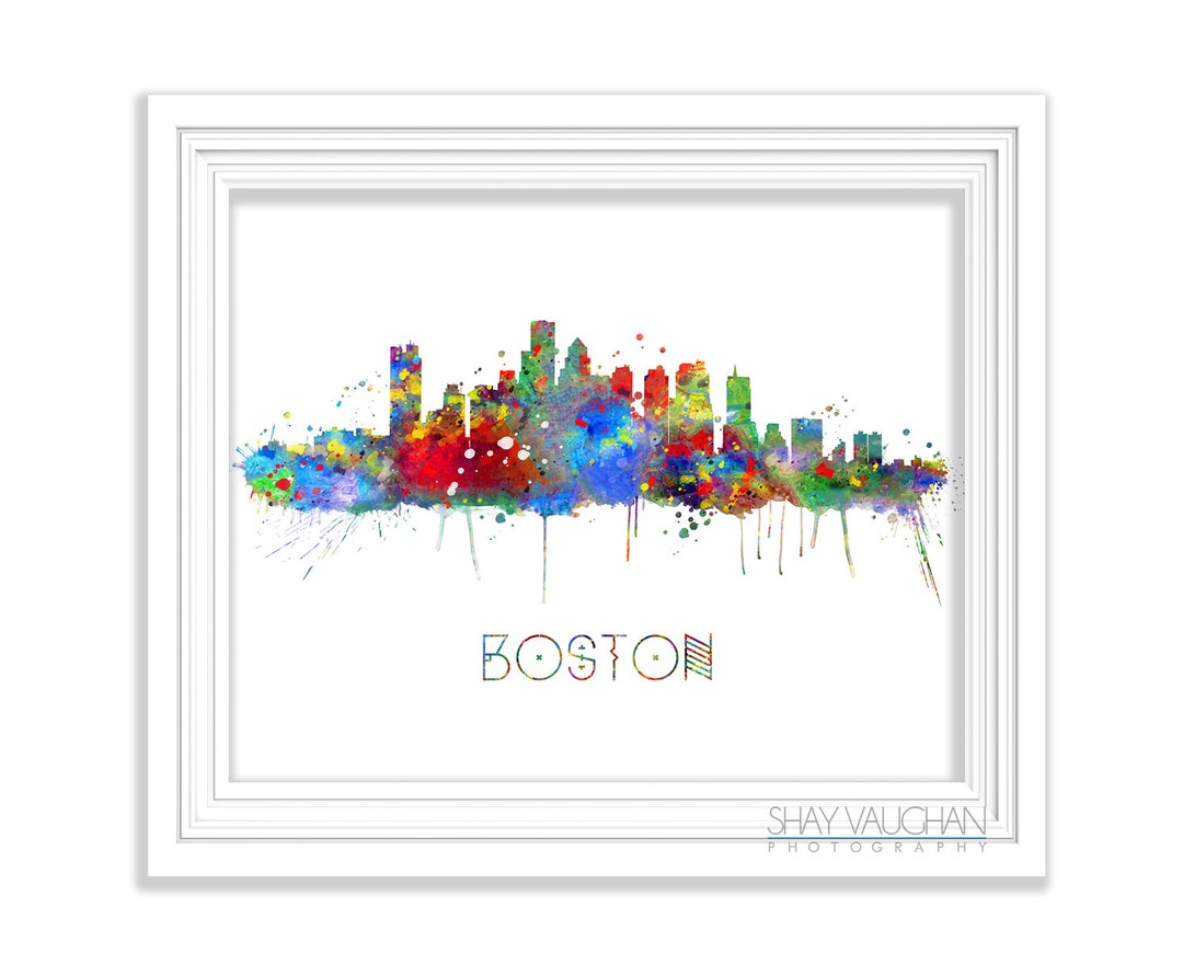 Boston Skyline Art Print Boston Watercolor Print Boston Cityscape ...
