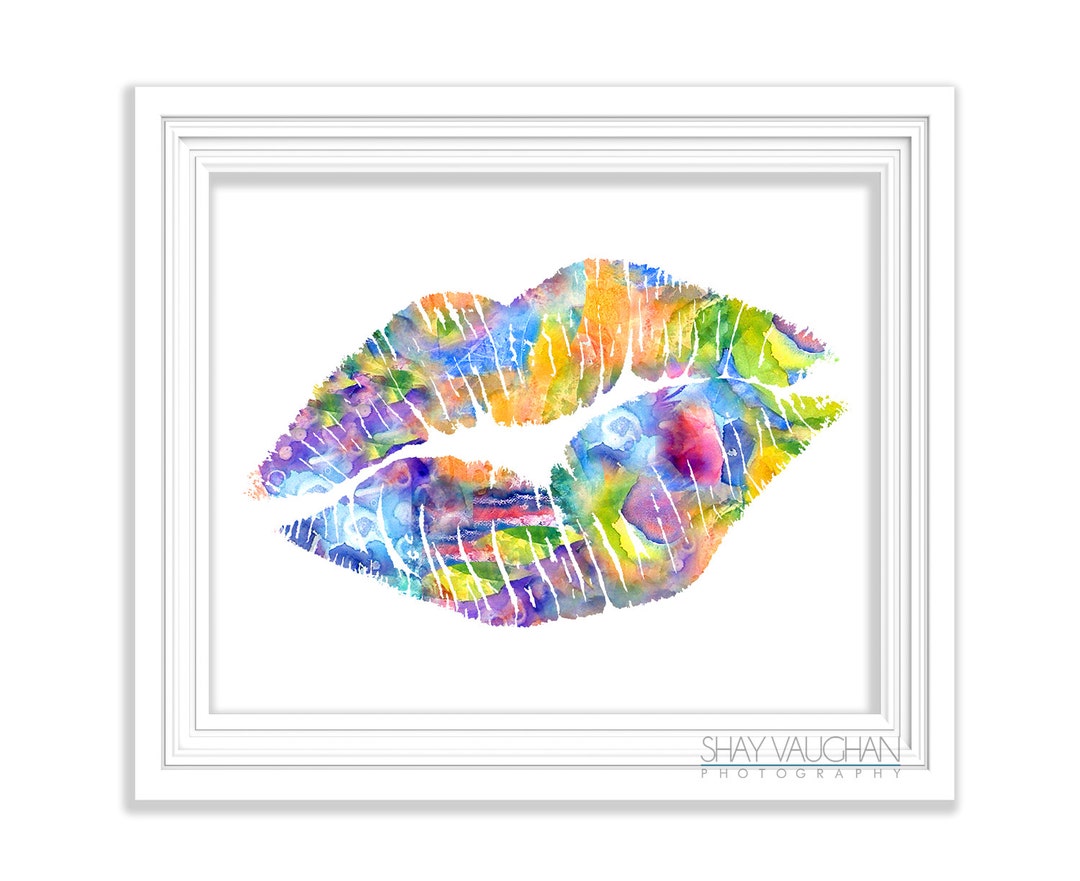 Lips Art Print Watercolor Fashion Poster Abstract Lips Art Lipstick ...