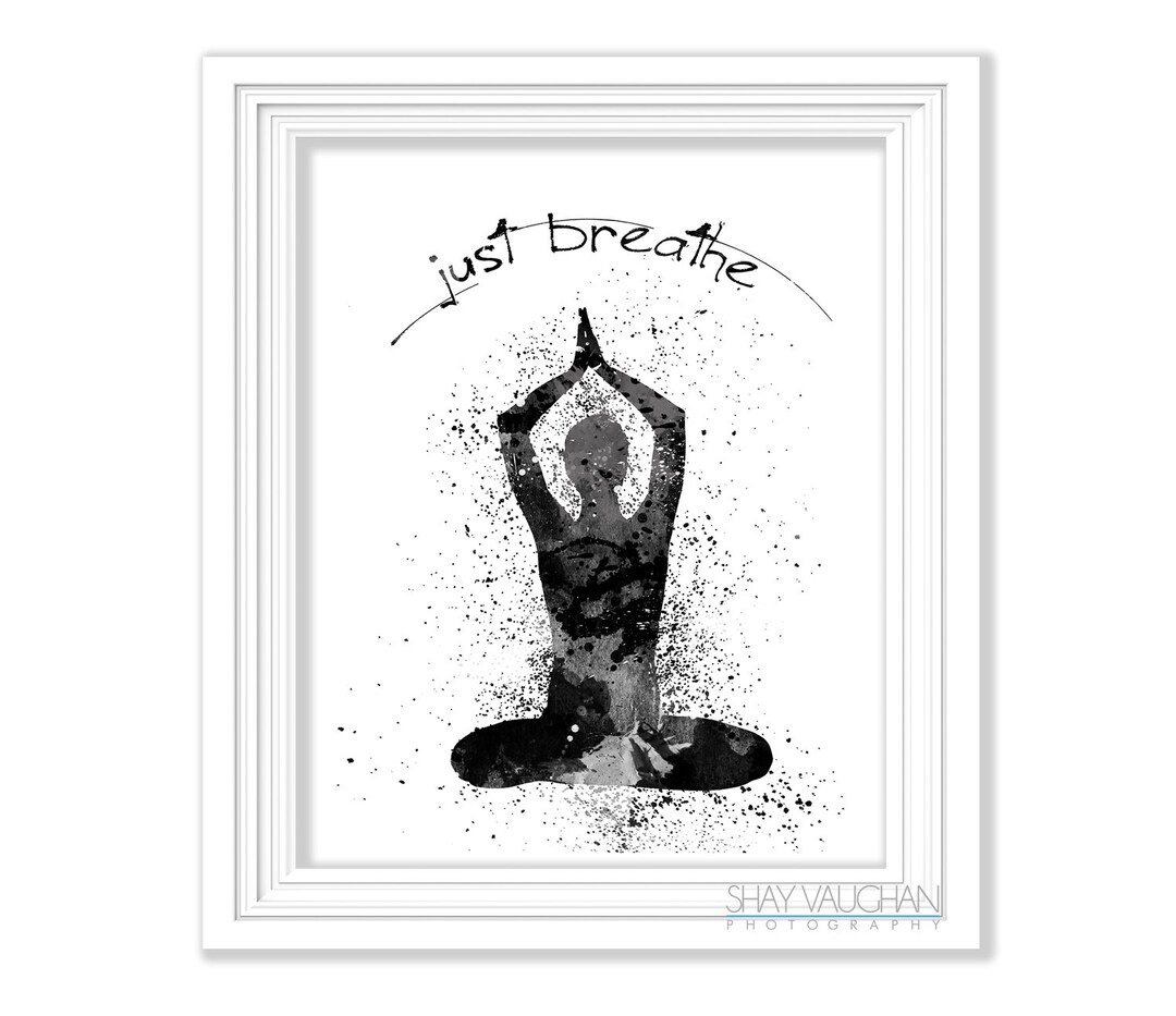 Meditation Yoga Art Print Watercolor Painting Yoga Poster Black and ...