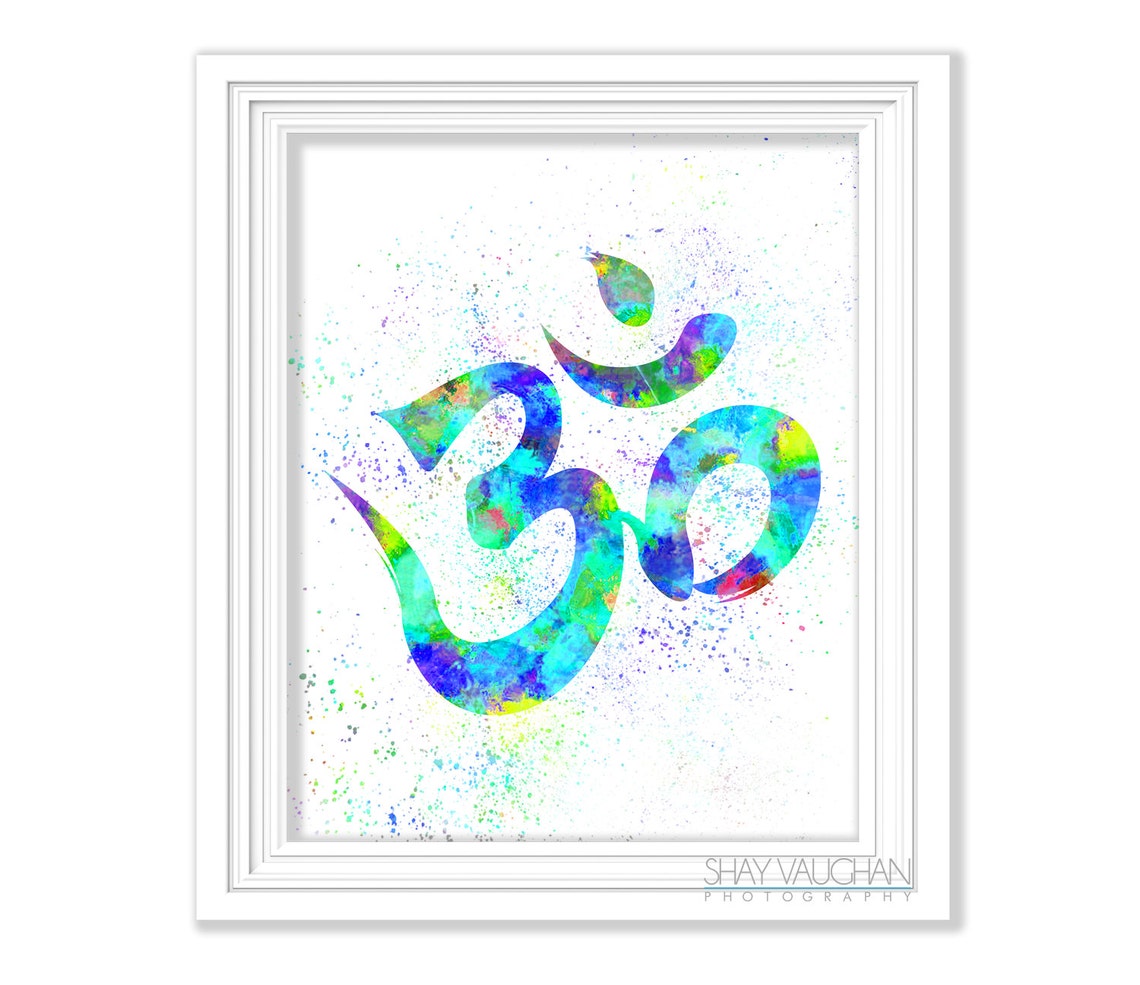 Om Symbol Art Print Watercolor Painting Yoga Poster Blue and | Etsy