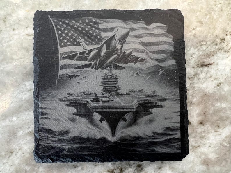 Laser Engraved Military Aviation Slate Coasters: Patriotic Veteran Gift ...