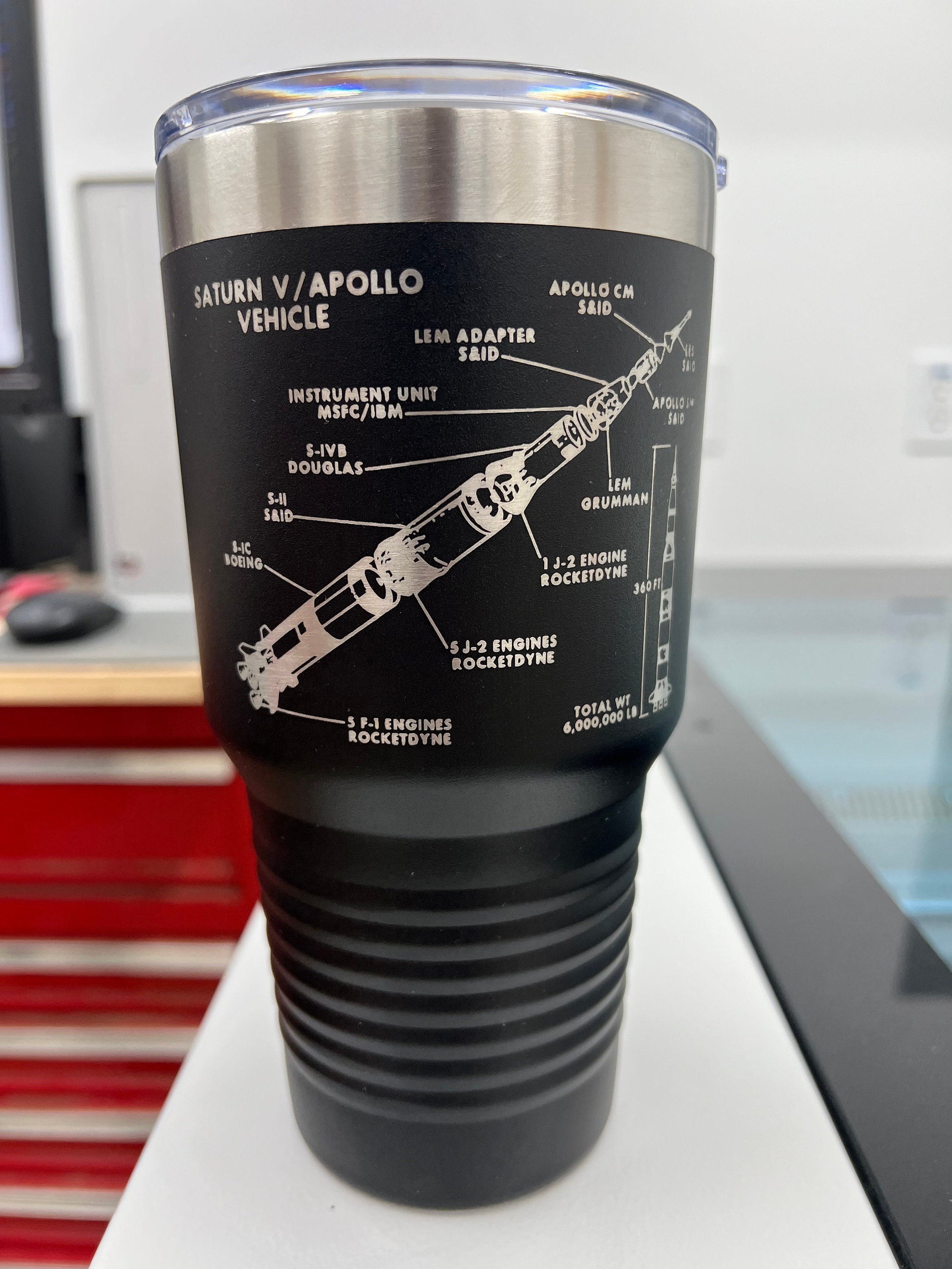 Apollo Saturn V Rocket Silhouette Laser Engraved Tumbler Space NASA ...