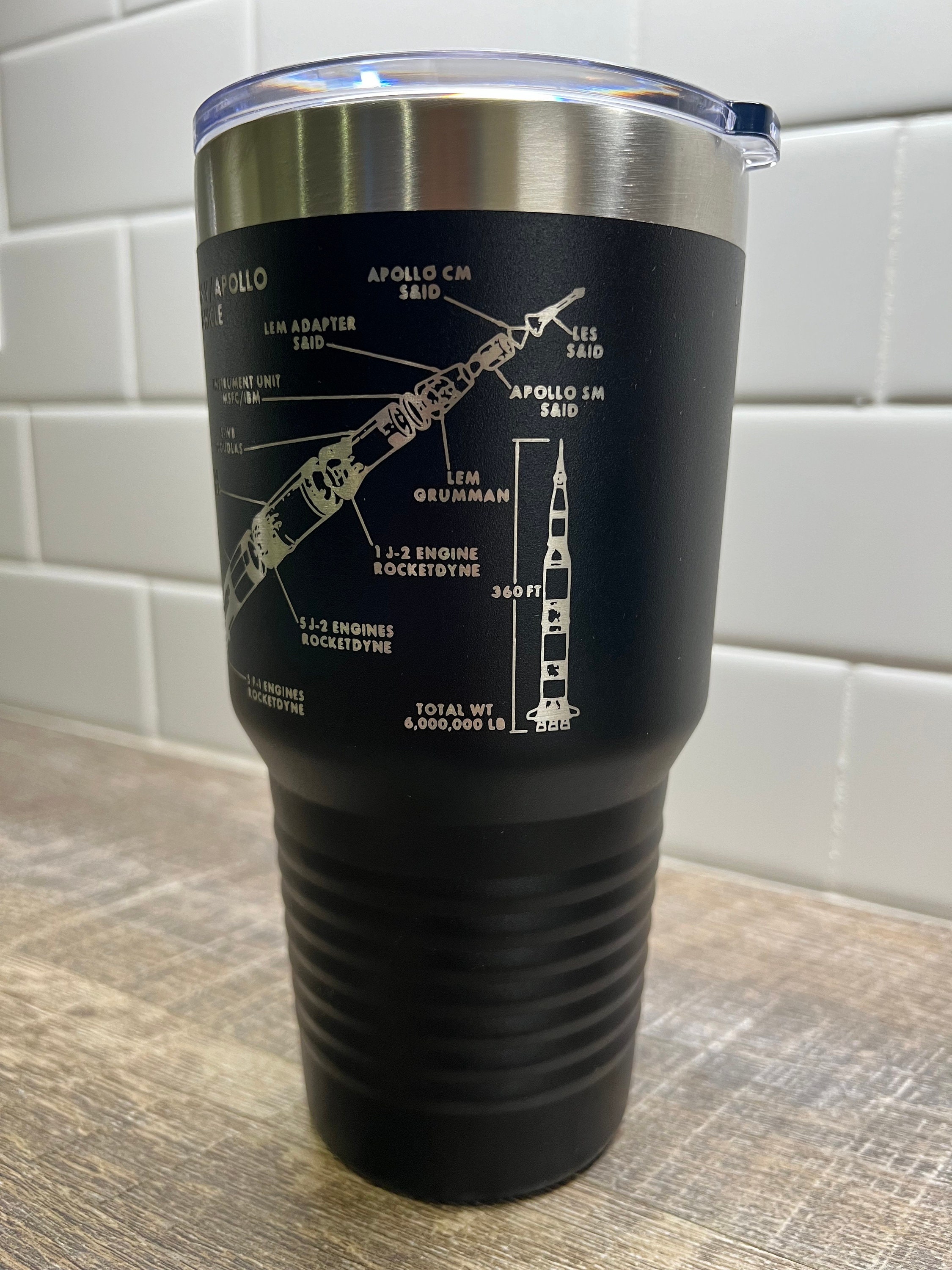 Apollo Saturn V Rocket Silhouette Laser Engraved Tumbler Space NASA ...