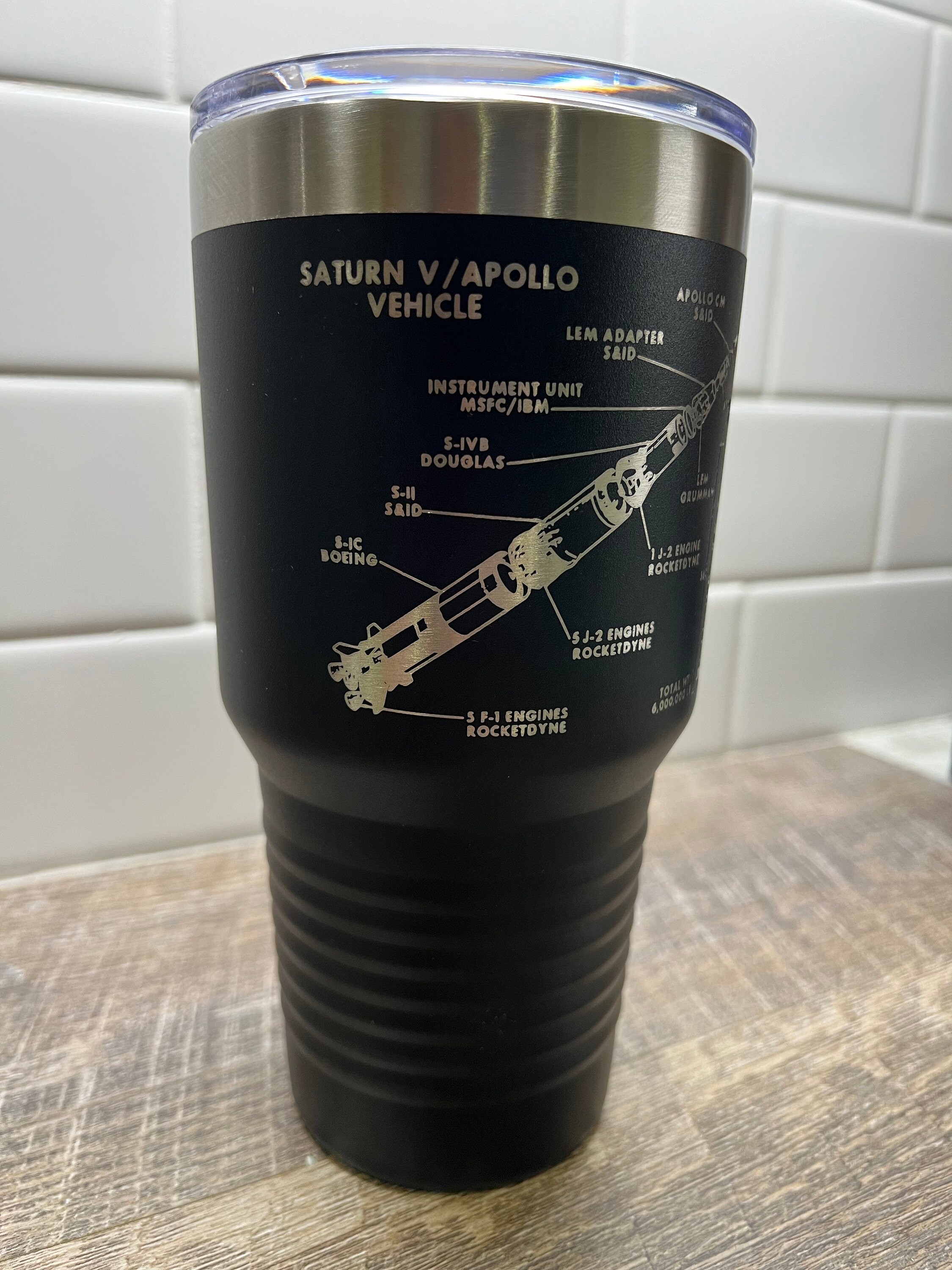 Apollo Saturn V Rocket Silhouette Laser Engraved Tumbler Space NASA ...