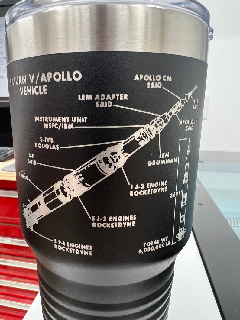 Apollo Saturn V Rocket Silhouette Laser Engraved Tumbler Space NASA ...