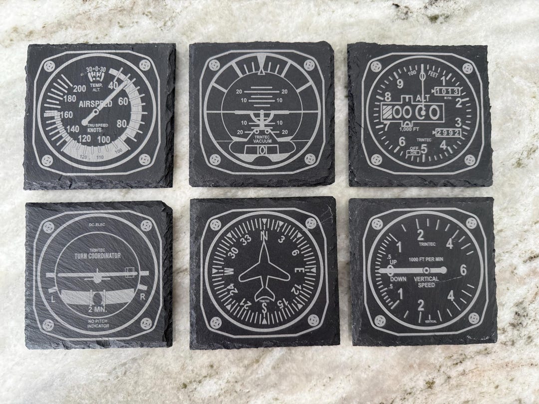 Airplane Instrument Slate Coasters: First Solo Gift - Private Pilot - Etsy