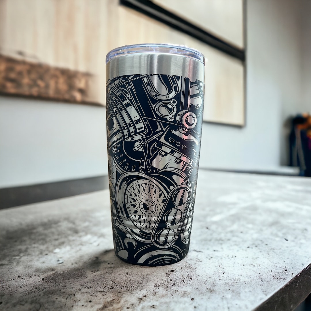 Laser Engraved Car Parts Tumbler: Steampunk Gearhead 20oz Polar Camel ...