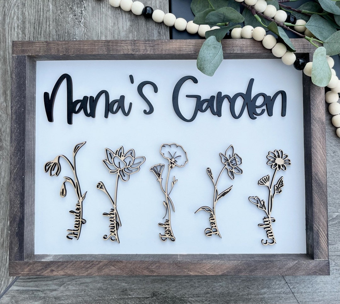 Mothers Day Gift / Birth Flower Sign / Gift Idea for Mom / Moms Garden ...