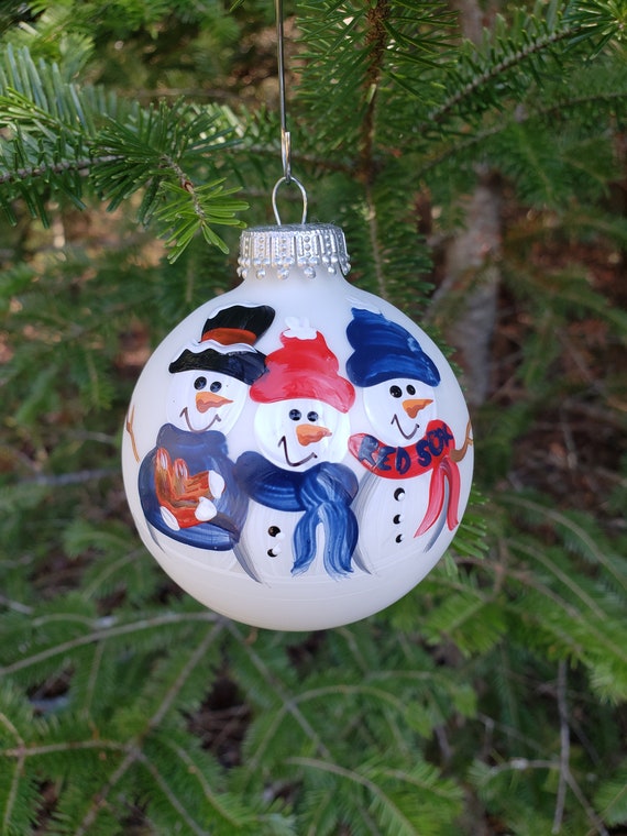 Boston Red Sox Family of 3 Personalized Snowman Christmas | Etsy