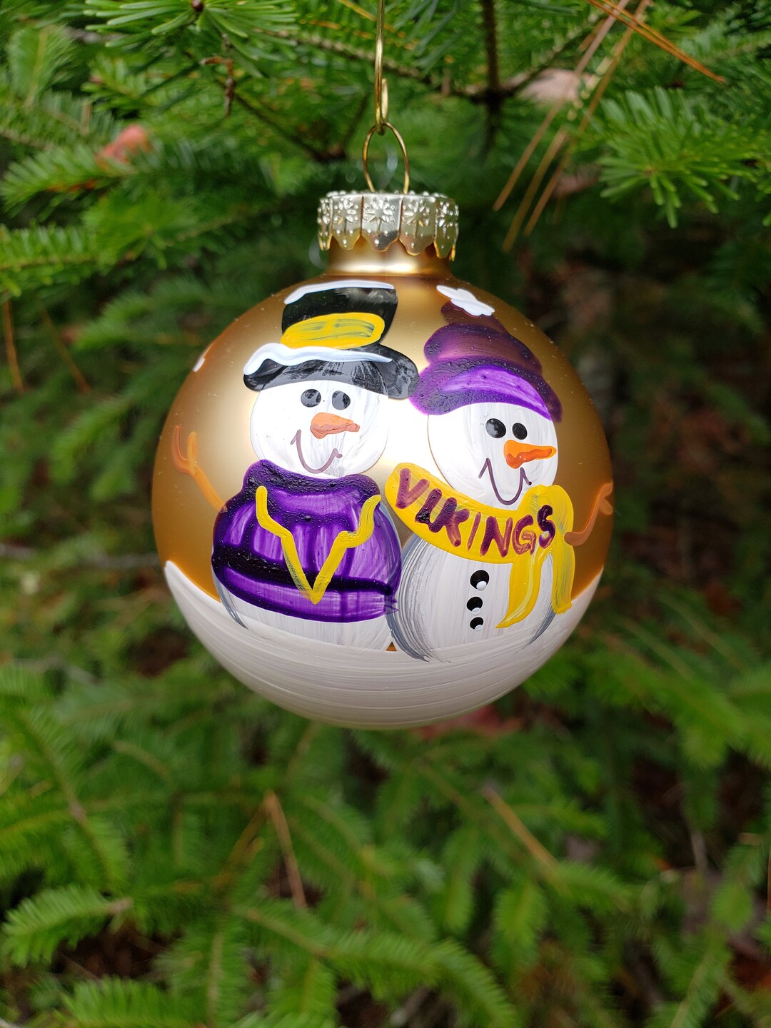 Minnesota Vikings Family of 2 Personalized Snowman Christmas Ornament ...