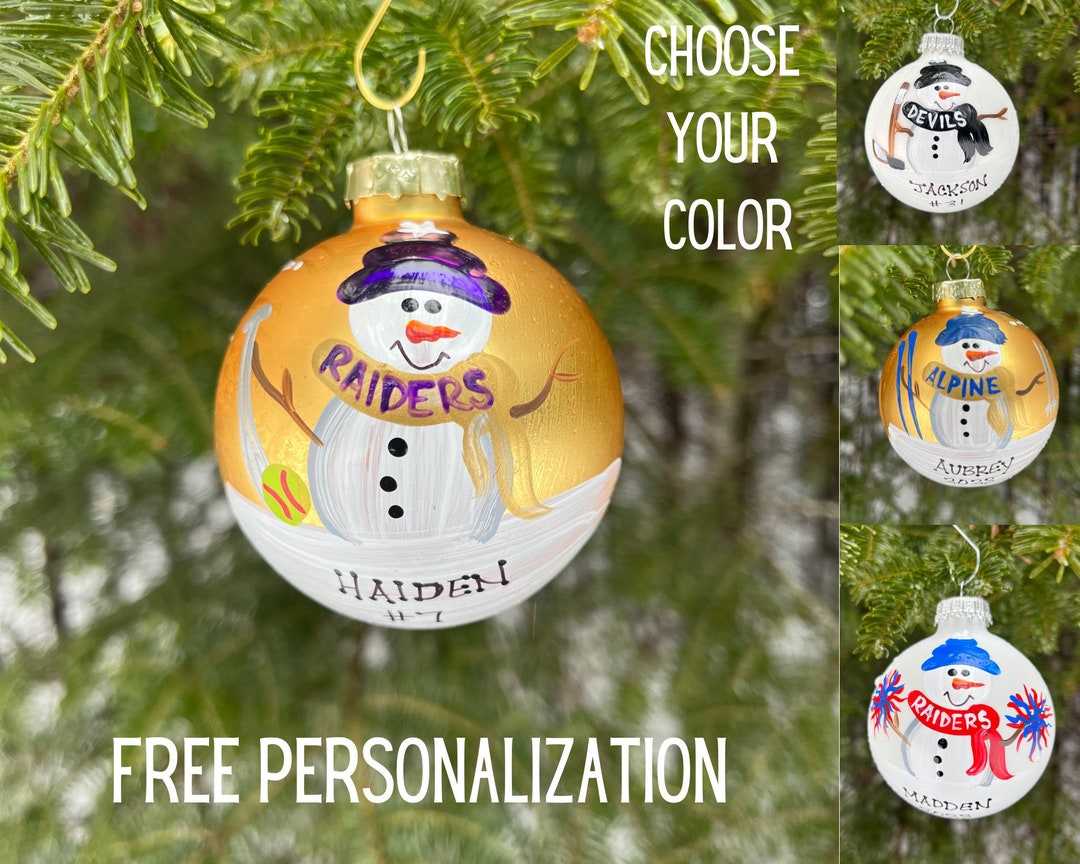 Softball Personalized Snowman Christmas Ornament Handpainted Gift - Etsy