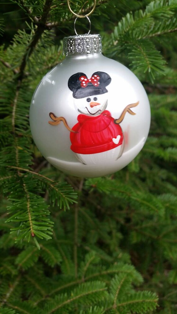 Minnie Mouse Personalized Snowman Christmas Ornament | Etsy