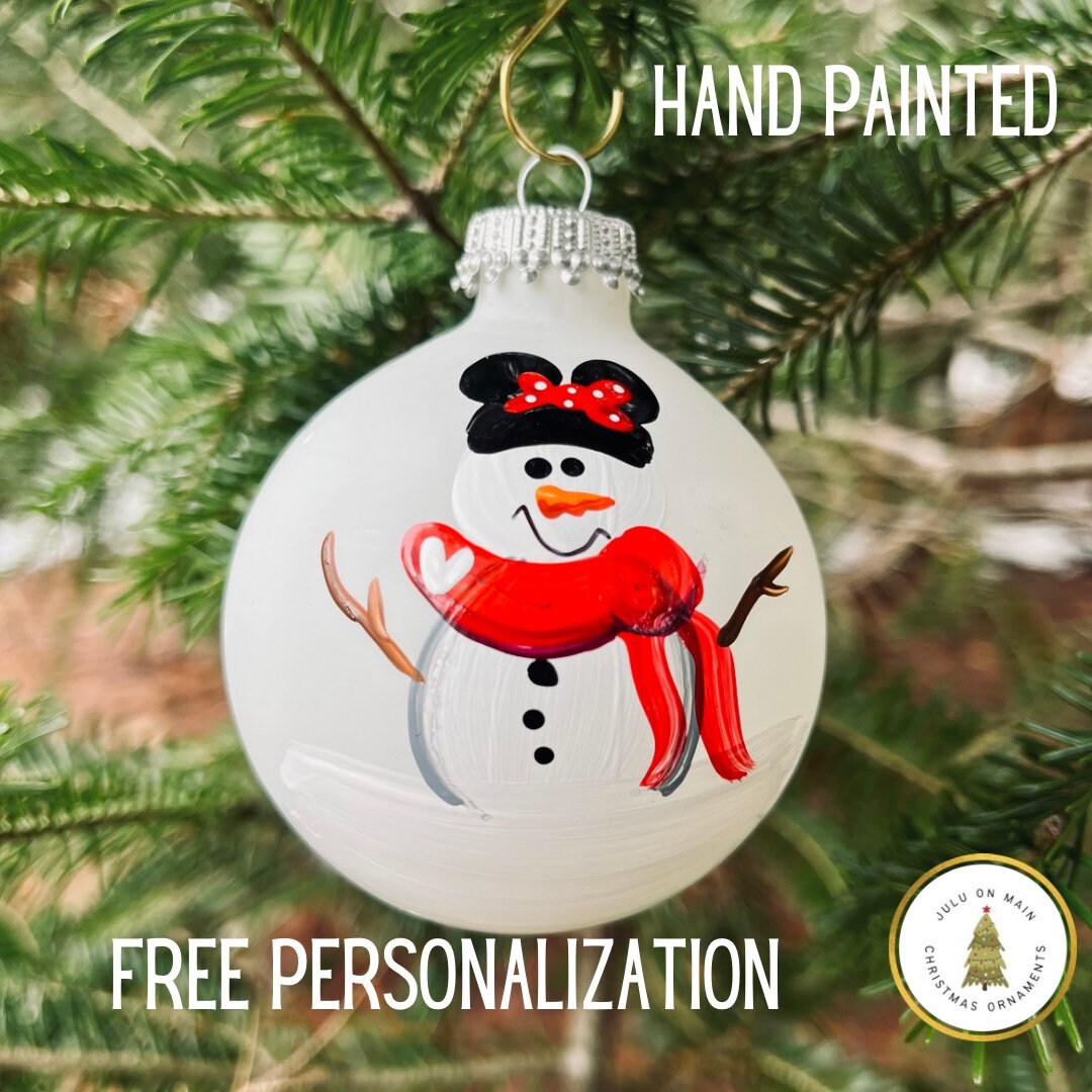 Minnie Mouse Personalized Snowman Christmas Ornament Handpainted Gift ...