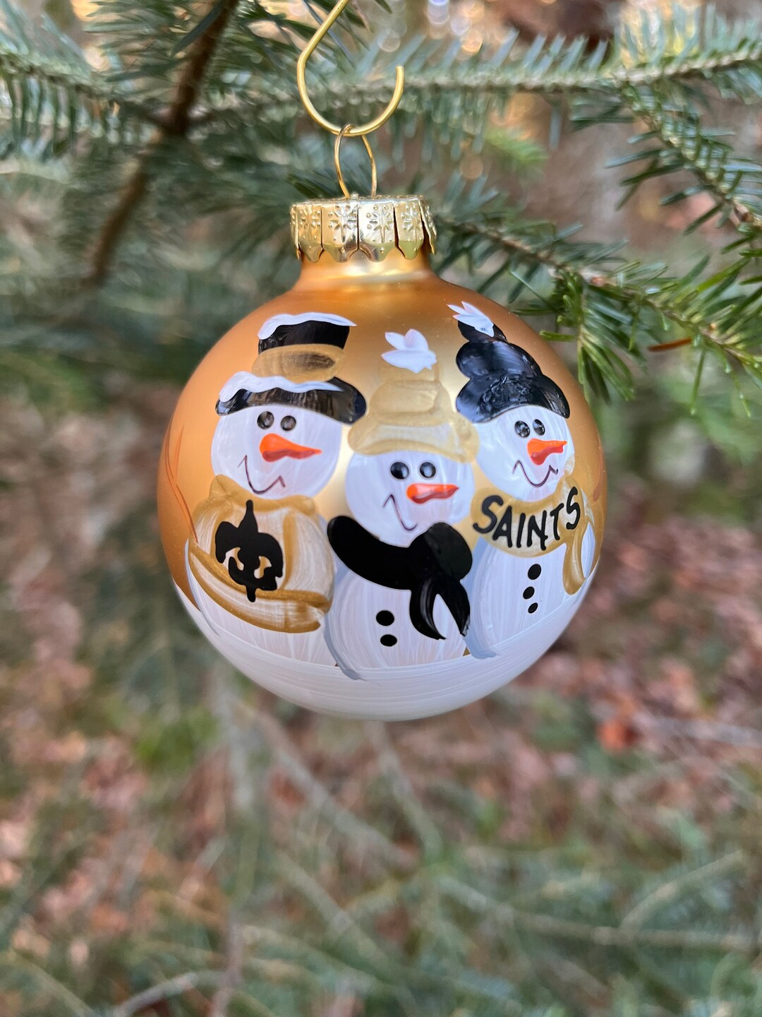 New Orleans Saints Family of 3 Personalized Snowman Christmas Ornament ...