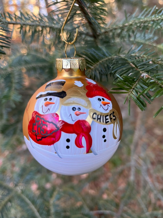 Kansas City Chiefs Family of 3 Personalized Snowman Christmas - Etsy