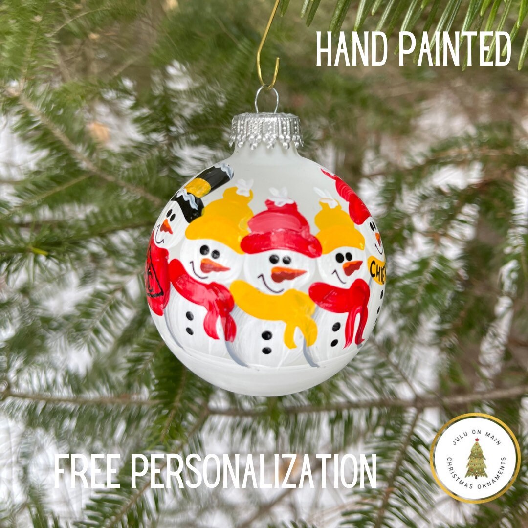 Kansas City Chiefs Family of 5 Personalized Snowman Christmas Ornament ...