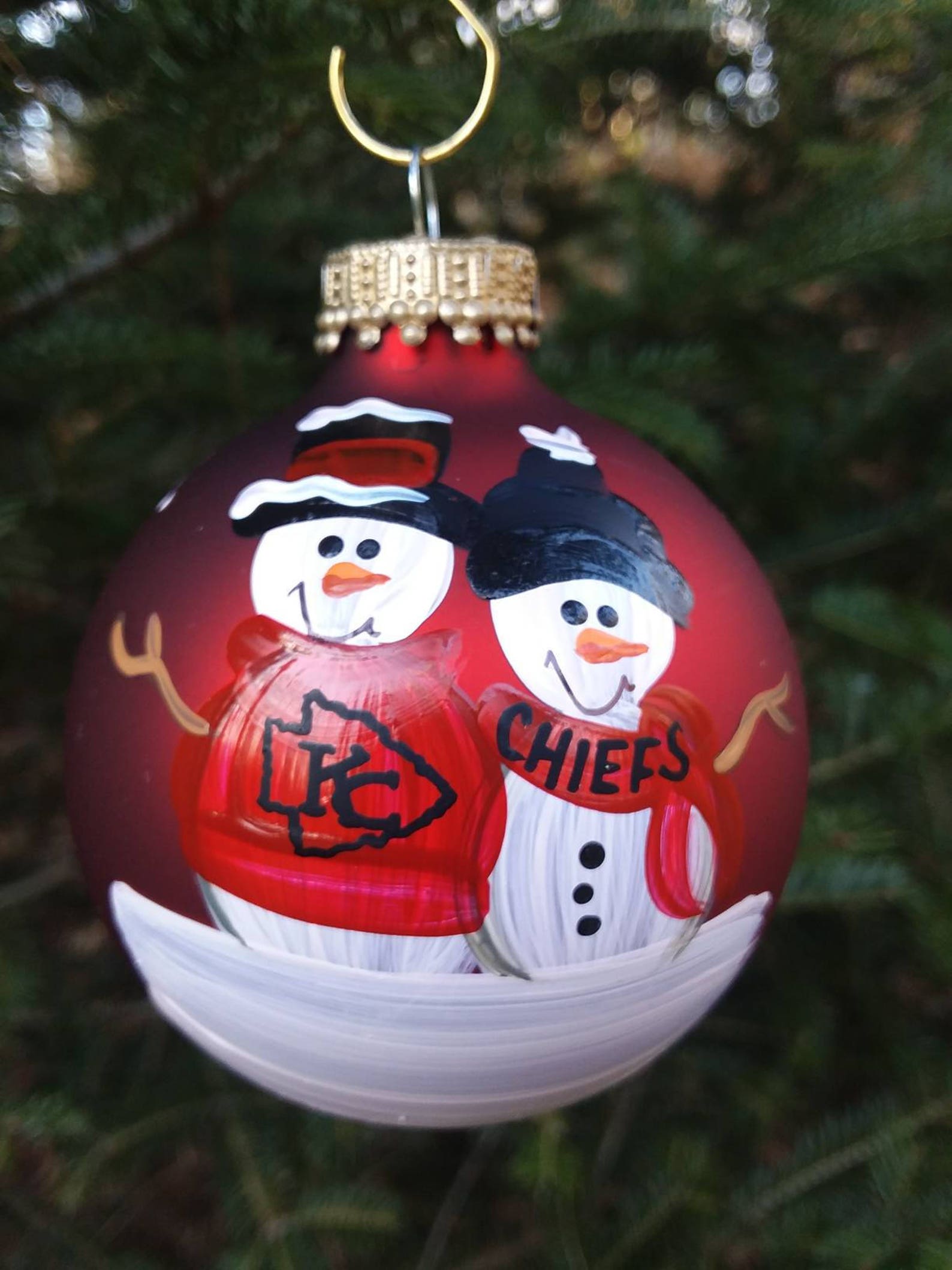 Kansas City Chiefs Family of 2 Personalized Snowman Christmas | Etsy