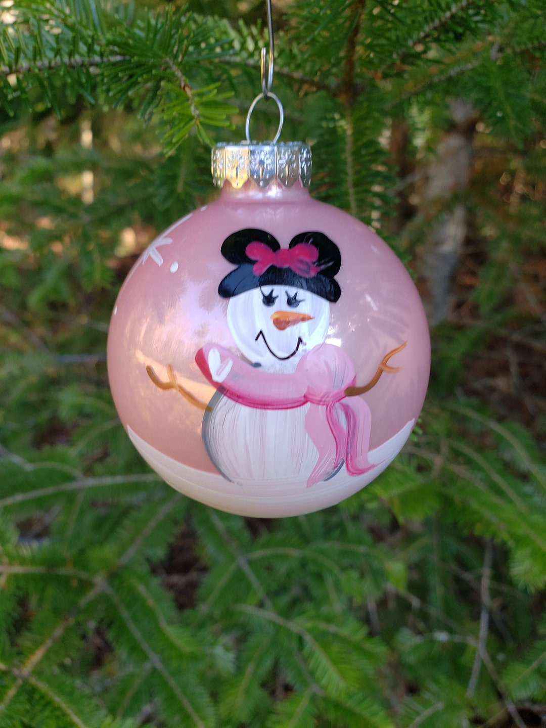 Minnie Mouse Personalized Snowman Christmas Ornament Handpainted Gift ...