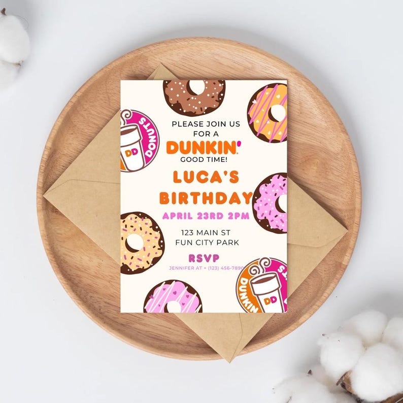 Dunkin‘ Donuts Birthday Party Invitation - Etsy