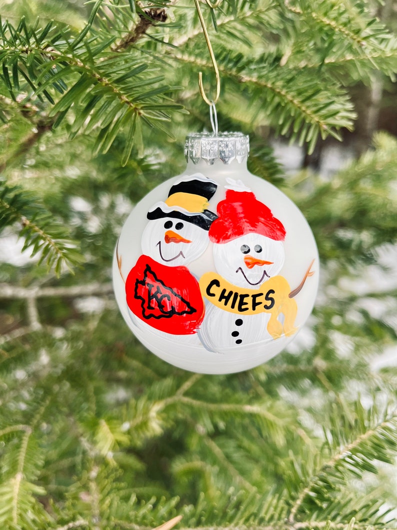 Kansas City Chiefs Family of 2 Personalized Snowman Christmas Ornament ...