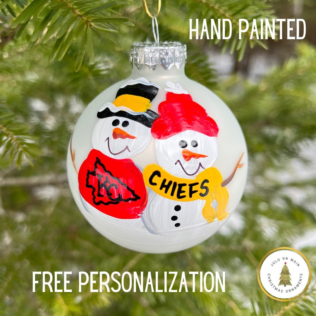 Kansas City Chiefs Family of 2 Personalized Snowman Christmas Ornament ...