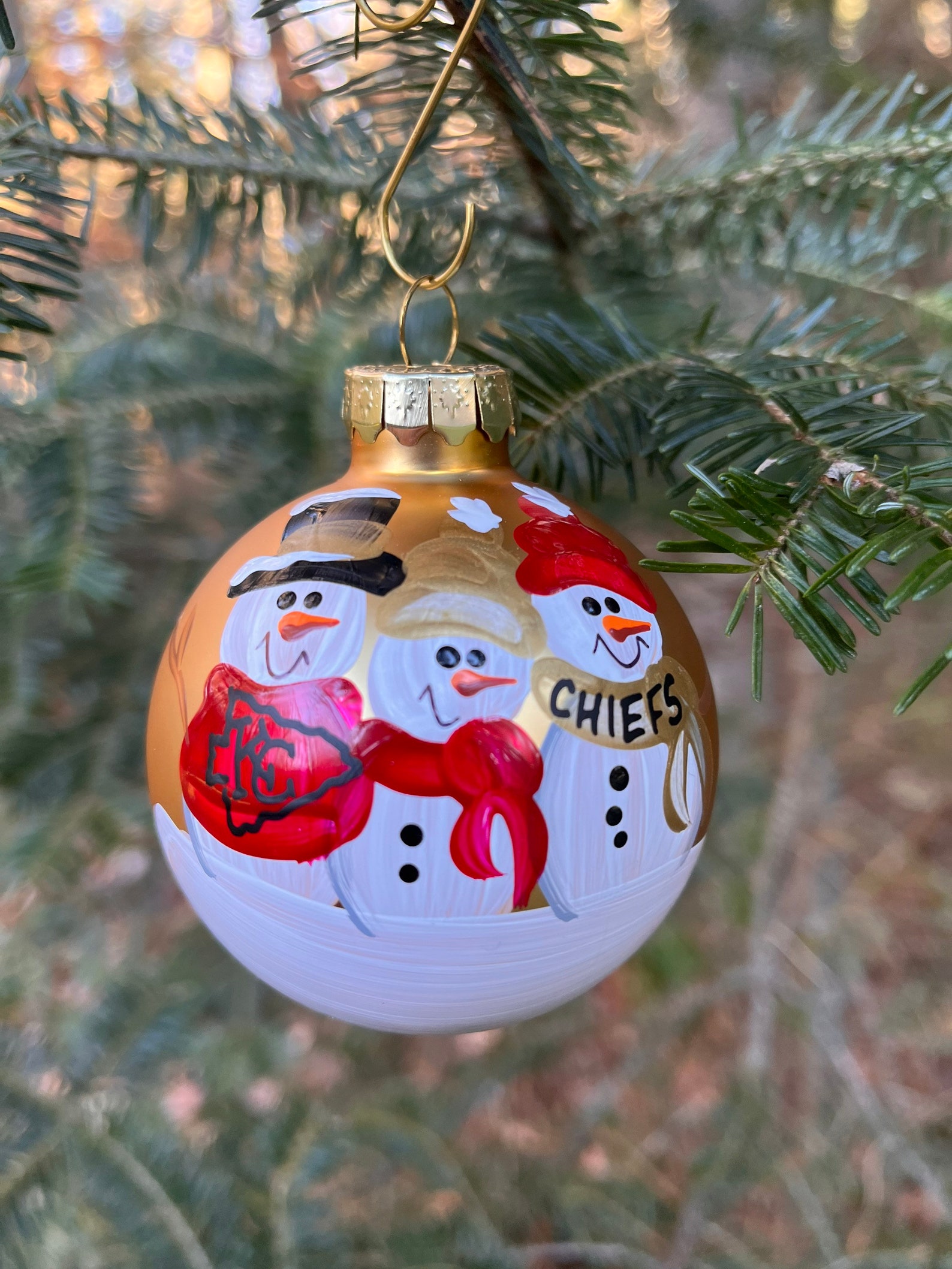 Kansas City Chiefs Family of 3 Personalized Snowman Christmas - Etsy