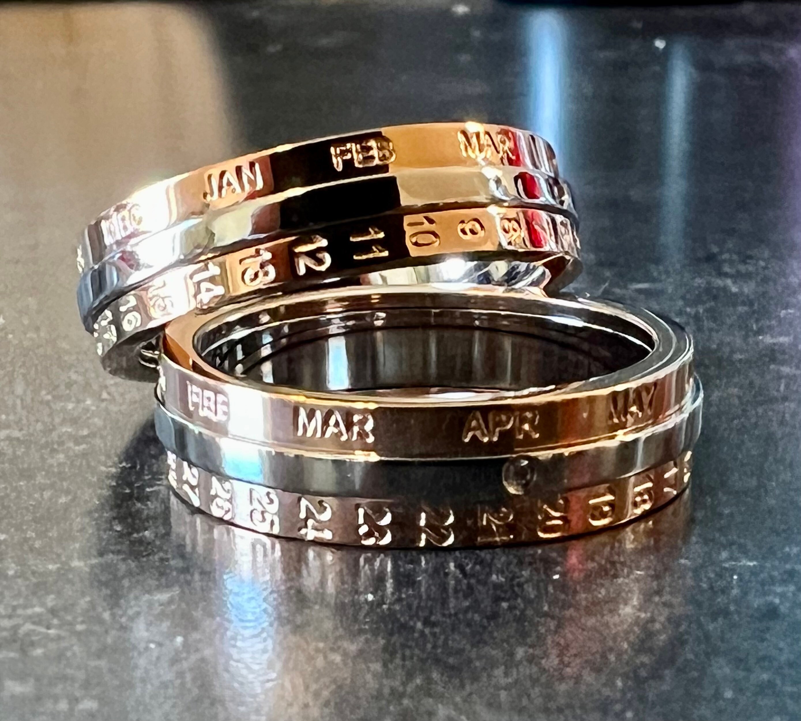 Calendar Spinner Ring for Women Girls Anti Anxiety Stress Exotic Steel ...