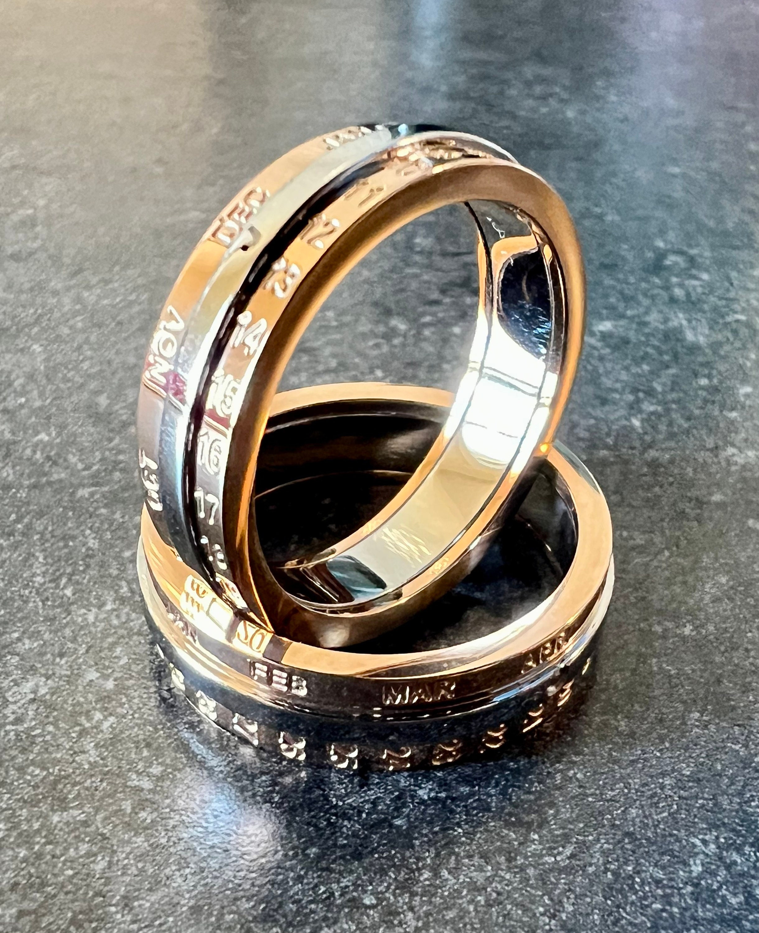 Calendar Spinner Ring for Women Girls Anti Anxiety Stress Exotic Steel ...