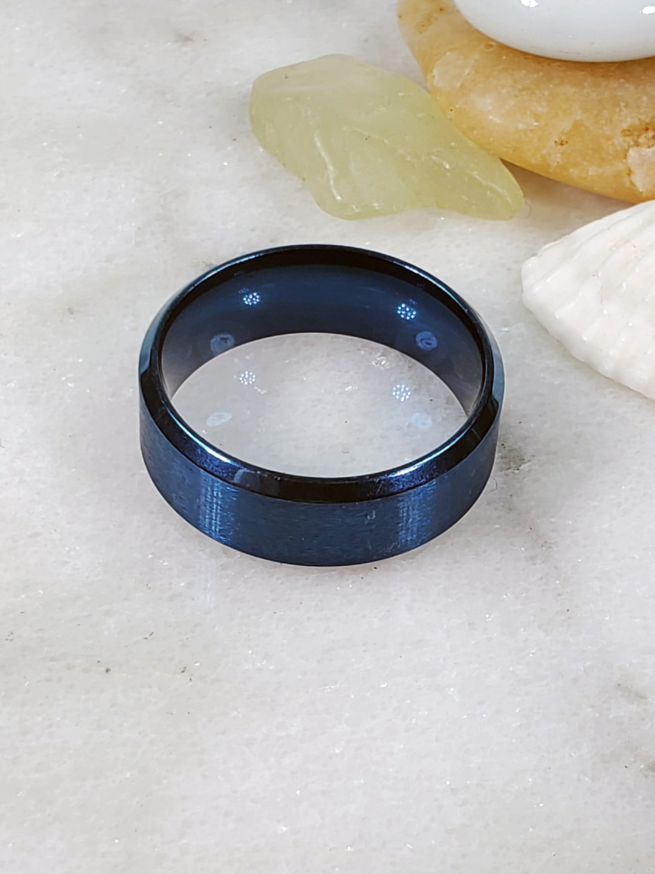 Blue Stainless Steel Ring Classic Flat Men Unisex Women - Etsy UK