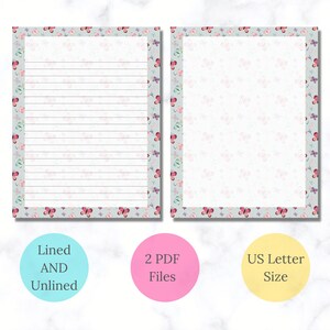 Butterfly Pattern Stationery Printable Paper, Cute Letter Writing Paper ...