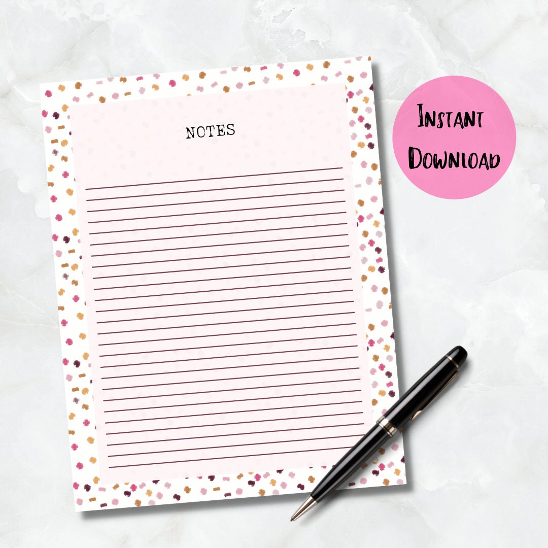 Printable Classic Stationery Paper, Note Memo Paper, Instant Download ...