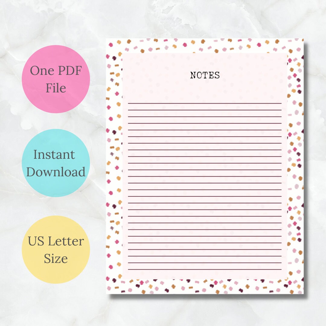 Printable Classic Stationery Paper, Note Memo Paper, Instant Download ...